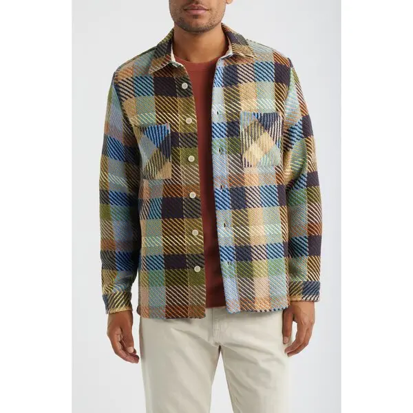 WAX LONDON Whiting Pike Check Recycled Cotton Blend Overshirt - Khaki/multi
