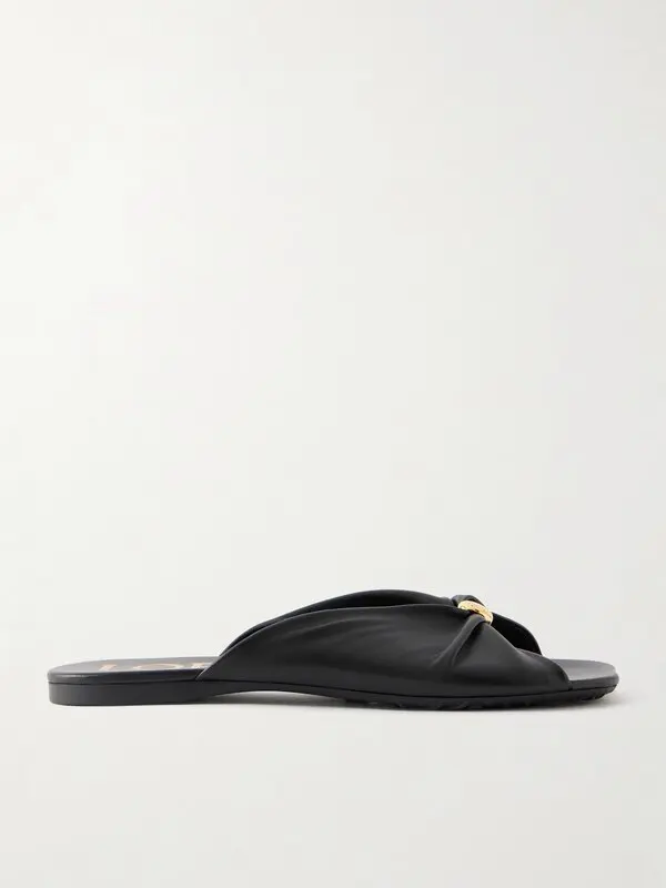 Loewe Paula's Ibiza Pebble Leather Slides - Black
