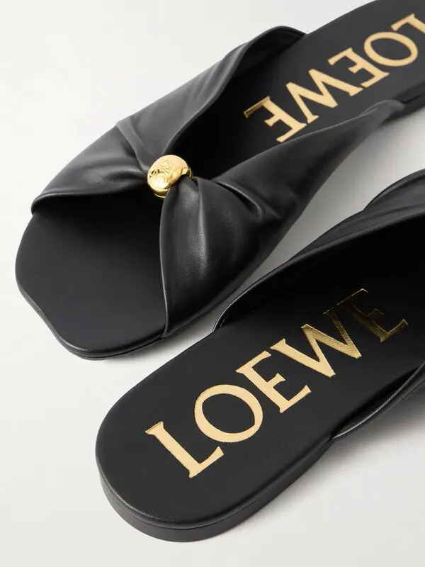 Loewe Paula's Ibiza Pebble Leather Slides - Black