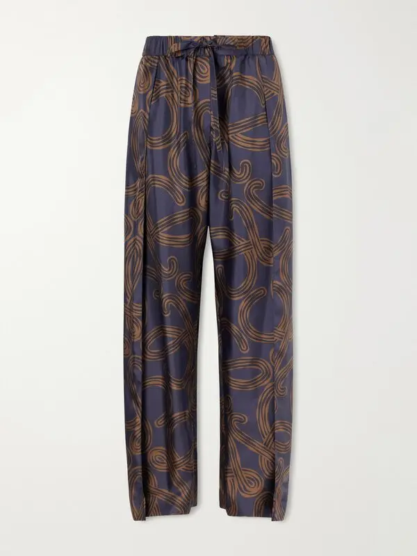 Loewe Printed Straight-leg Silk Pants - Blue