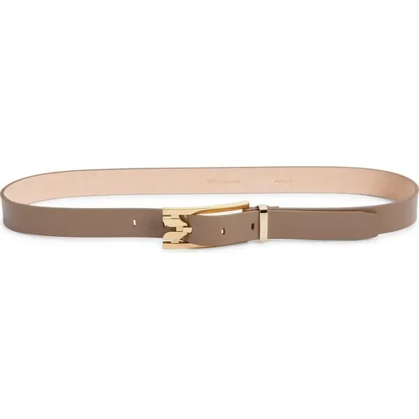 Victoria Beckham Dorian Pin Buckle Leather Belt - Dove Grey