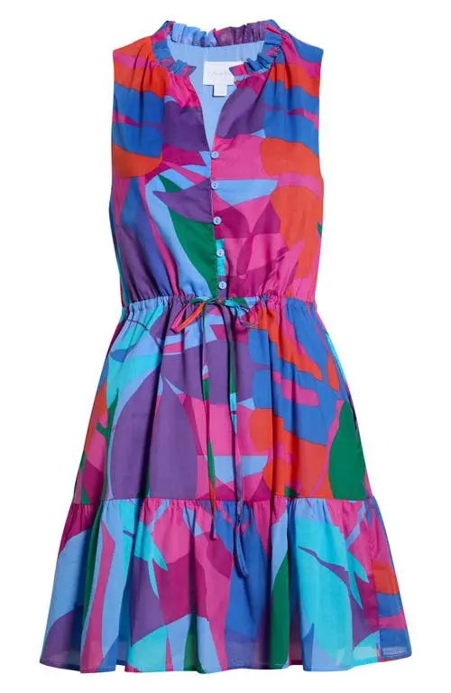 SUGARLIPS Vemmy Abstract Print Itzelk Shift Dress - Magenta-blue-green