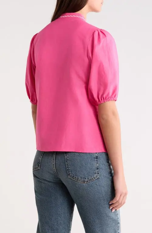 SUGARLIPS Kenedy Embroidered Puff Sleeve Top