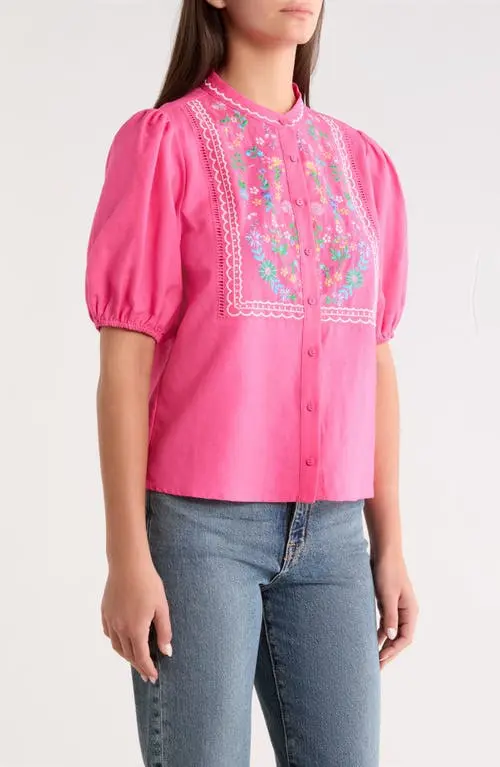 SUGARLIPS Kenedy Embroidered Puff Sleeve Top