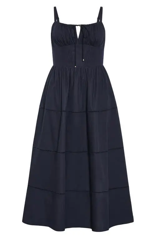 City Chic Cotton Maxi Dress With Corset Bodice