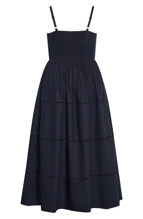 City Chic Cotton Maxi Dress With Corset Bodice