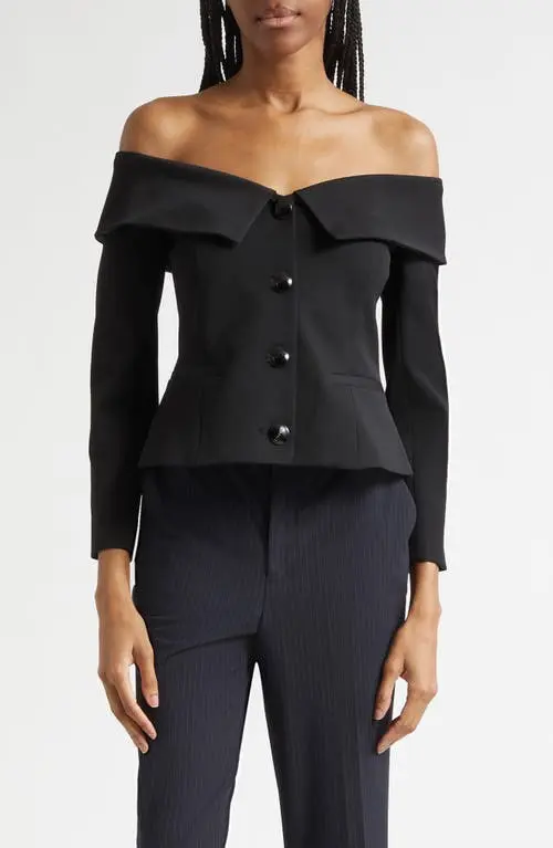 L'Agence Ingrid Off-the-shoulder Blazer Top - Black
