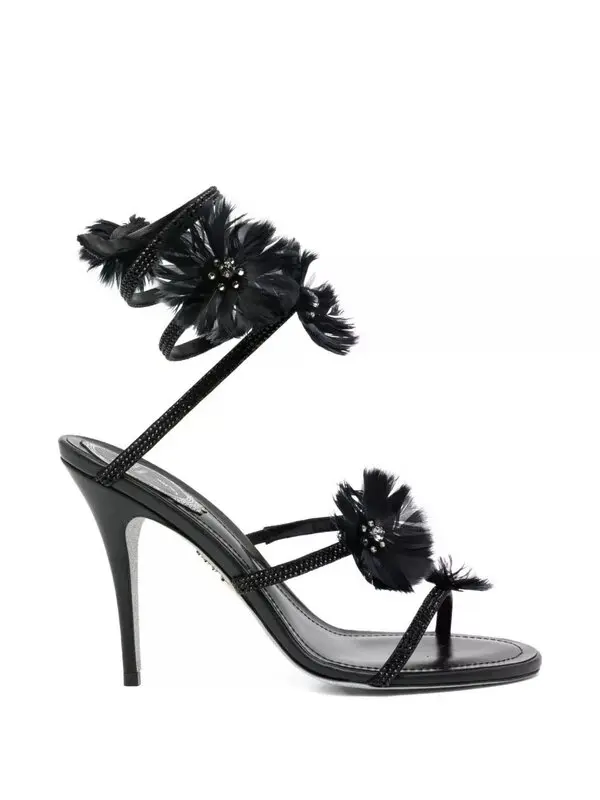 Rene Caovilla 100mm Jolene Sandals - Black