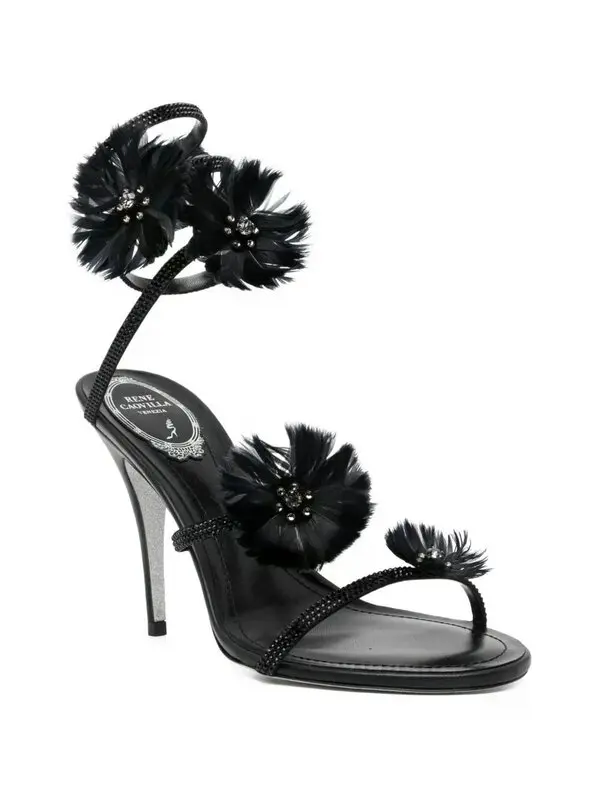 Rene Caovilla 100mm Jolene Sandals - Black
