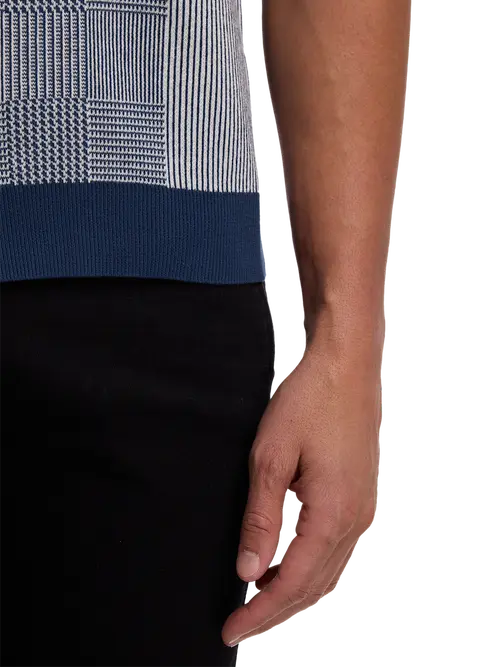 PAUL FREDRICK Cotton Button-front Polo - Blue