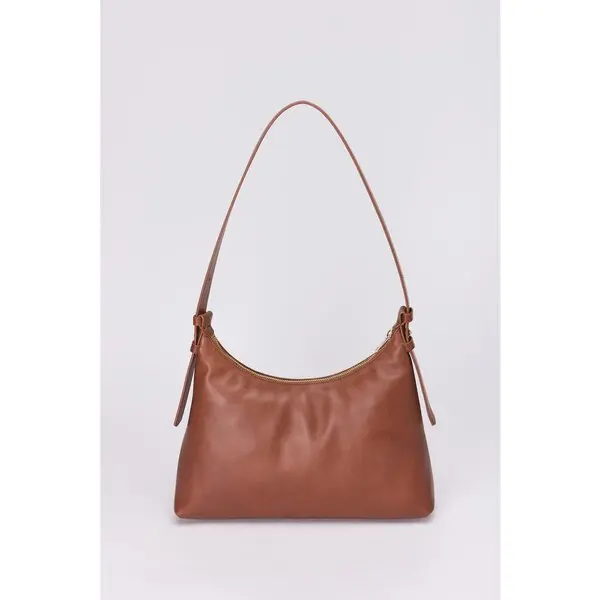 FOREVER & ALWAYS SHOES Leather Hobo Shoulder Bag - Cognac