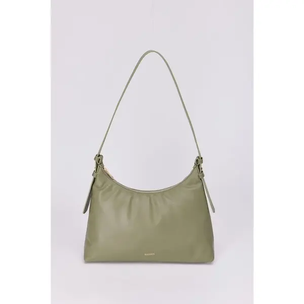 FOREVER & ALWAYS SHOES Leather Hobo Shoulder Bag - Olive Green