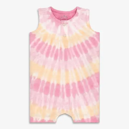 PRIMARY Baby Tank Shortie In Tie-dye - Warm Sunburst Tie Due