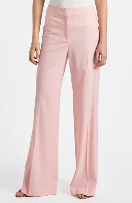 Santorelli Camila Wide Leg Tropical Wool Stretch Trousers - Candy Pink