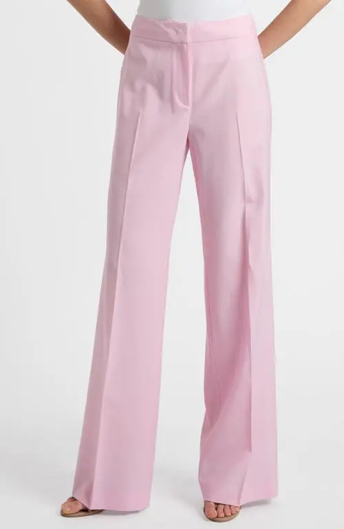 Santorelli Camila Wide Leg Tropical Wool Stretch Trousers - Sweet Pink