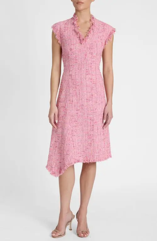 Santorelli Cici Asymmetric A-line Tweed Dress - Candy Pink