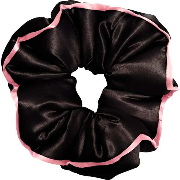 DROWSY Silk Padded Scrunchie - Black & Pink