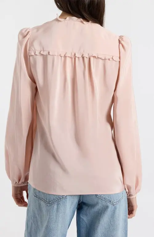 Santorelli Blaine Long Sleeve Silk Top - Blush