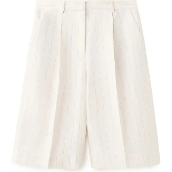 Mango Argelia Pleated Bermuda Shorts - Ecru
