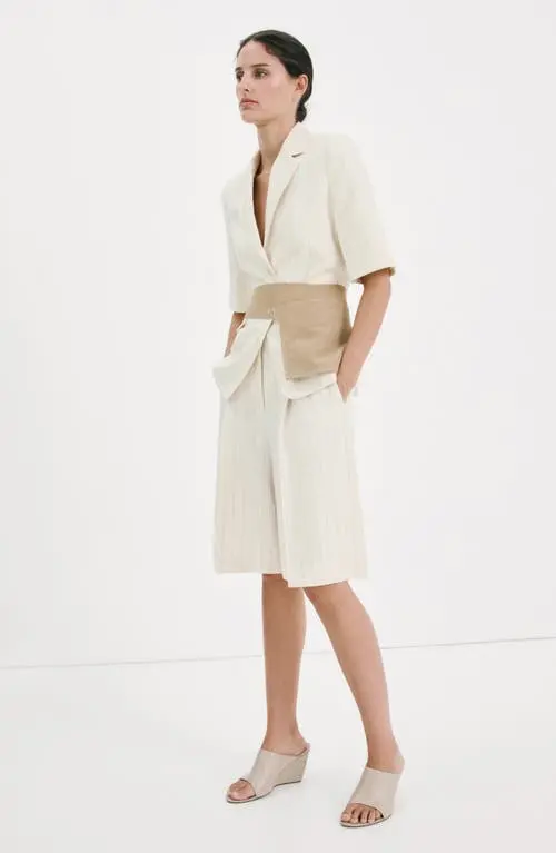 Mango Pleated Bermuda Shorts - Ecru