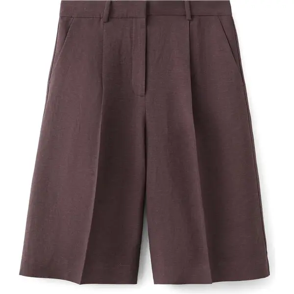 Mango Argelia Pleated Bermuda Shorts - Purple