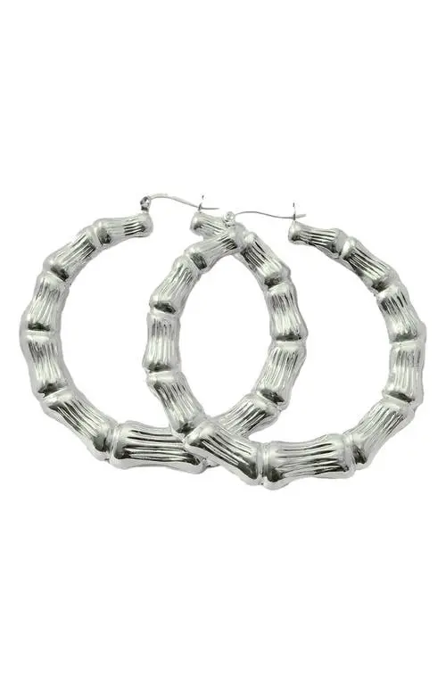 THE M JEWELERS Bamboo Hoop Earrings - Silver
