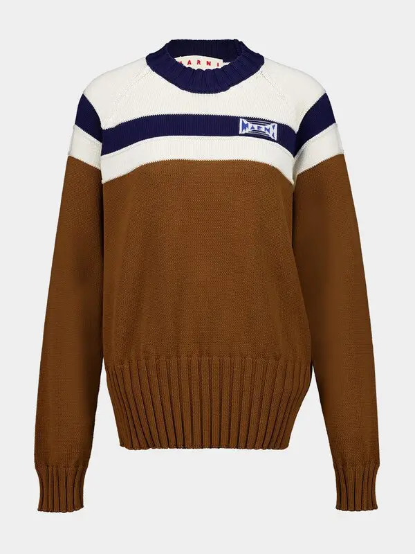 Marni Striped Cotton Knit Sweater - Brown