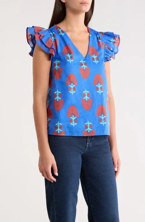 SUGARLIPS Lucinda Floral Ruffle Sleeve Top