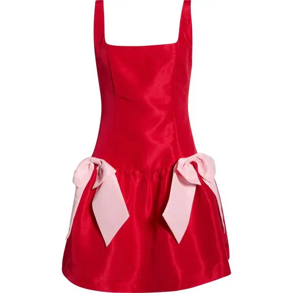 SUGARLIPS Noretta Bow Satin Minidress - Red
