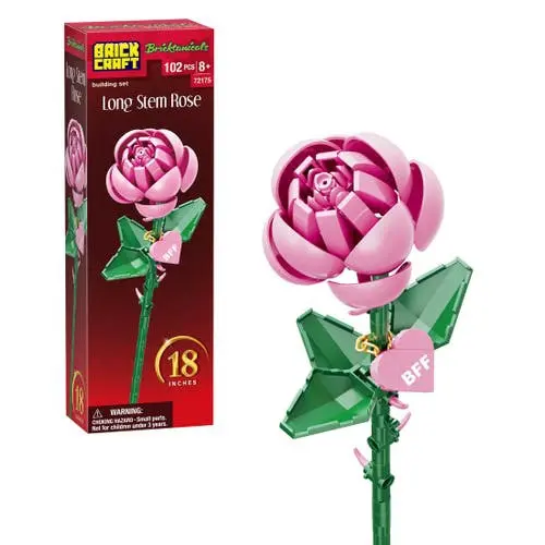 BRICKCRAFT Bricktanicals Long Stem Rose Building Set - Pink
