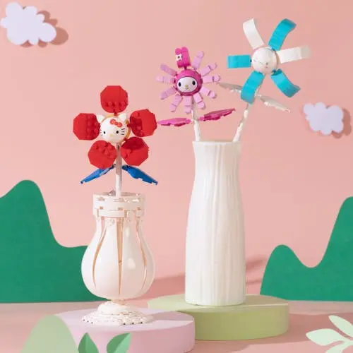 BRICKCRAFT Hello Kitty Cinnamoroll Flower Building Set By