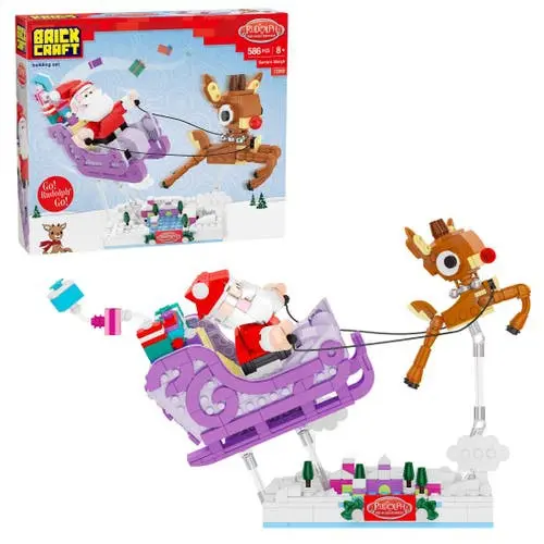 BRICKCRAFT Rudolph Santa's Sleigh Building Set - Red