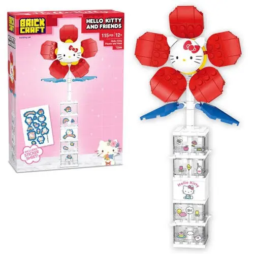 BRICKCRAFT Hello Kitty Flower And Vase Building Set - Red