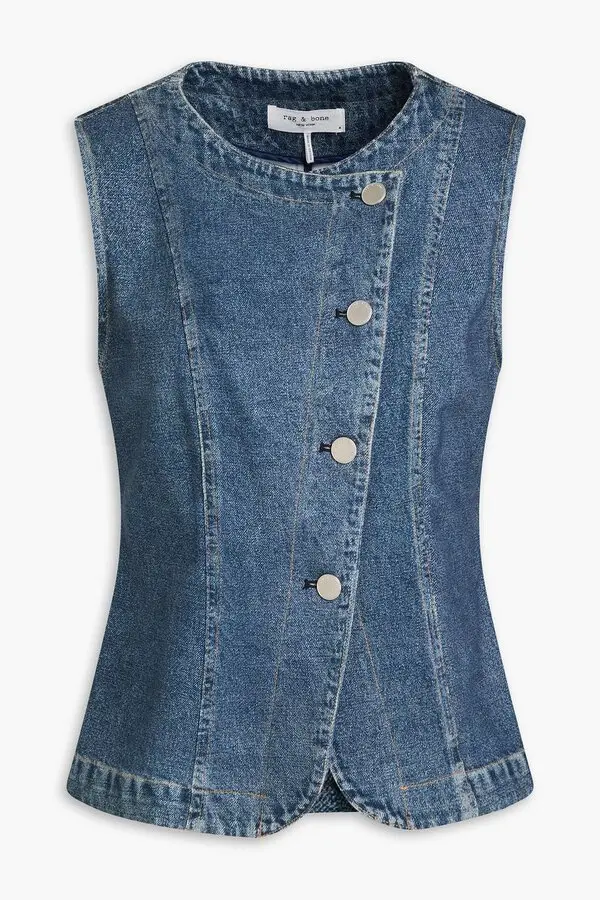 Rag & Bone Miramar Olivia Denimeffect Ponte Vest - Blue