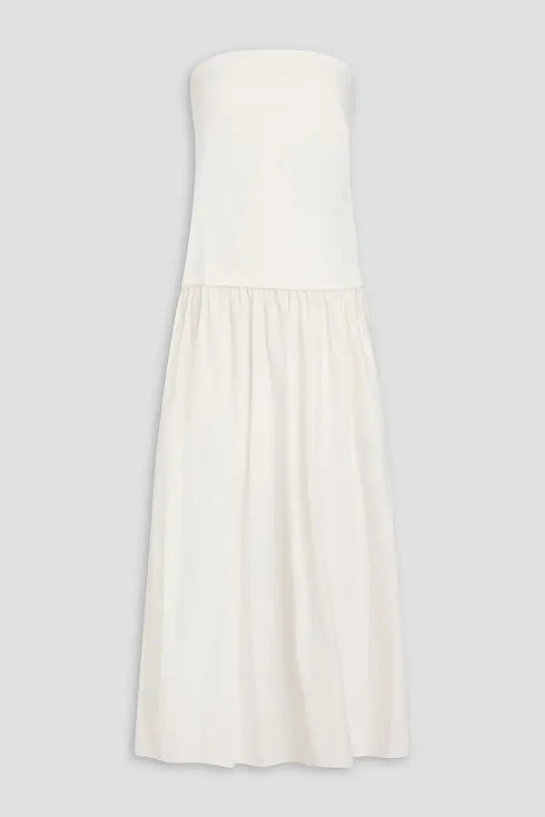 Rag & Bone Irina Strapless Ponte And Poplin Midi Dress - Ivory
