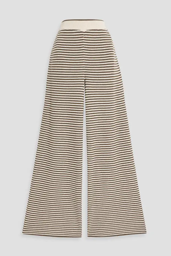 Brunello Cucinelli Striped Cotton Wide-leg Pants - Ecru
