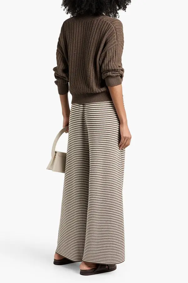 Brunello Cucinelli Striped Cotton Wide-leg Pants