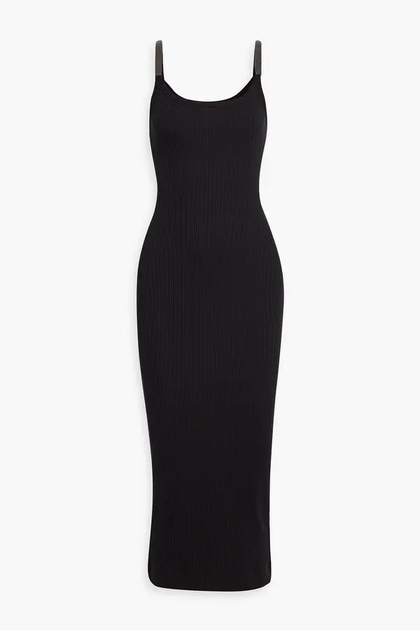 Brunello Cucinelli Cotton-blend Jersey Midi Dress - Black