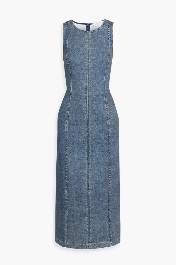 Rag & Bone Miramar Olivia Denim Effect Print Ponte Midi Dress - Blue