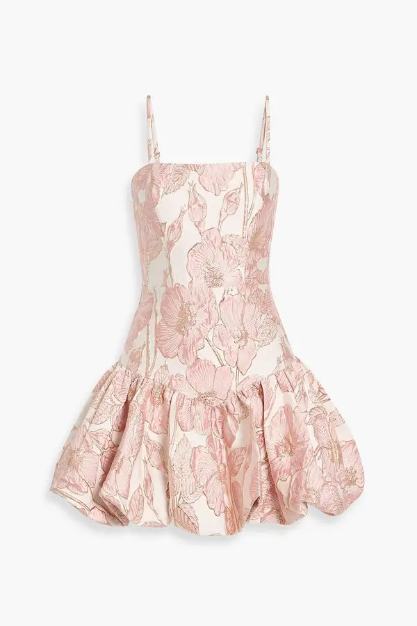 PatBO Petal Metallic Floral-jacquard Mini Dress - Baby Pink