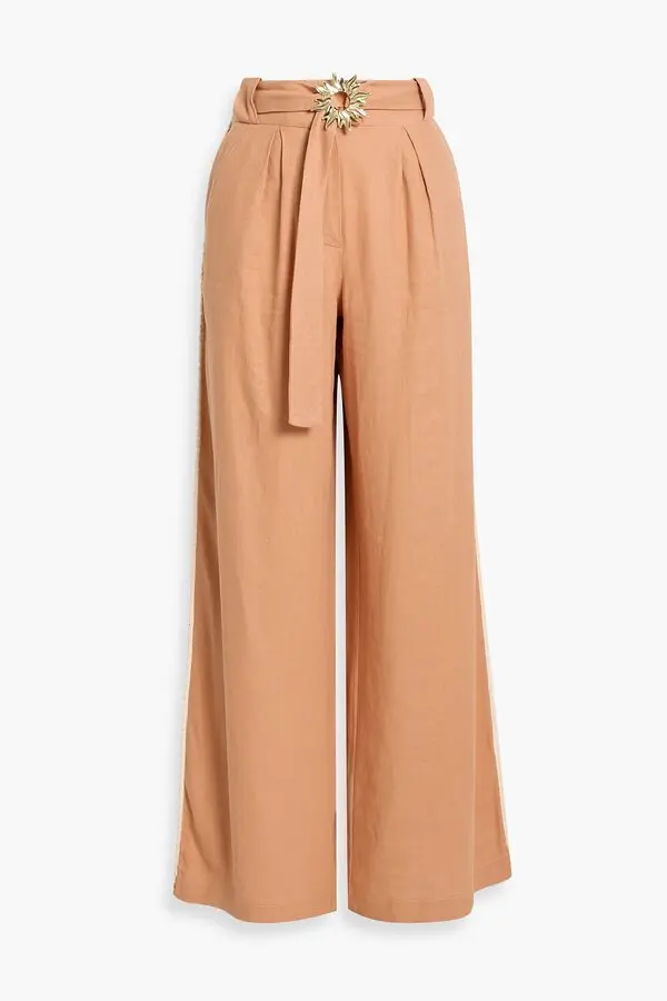 PatBO Tropic Belted Wide-leg Pants - Sand