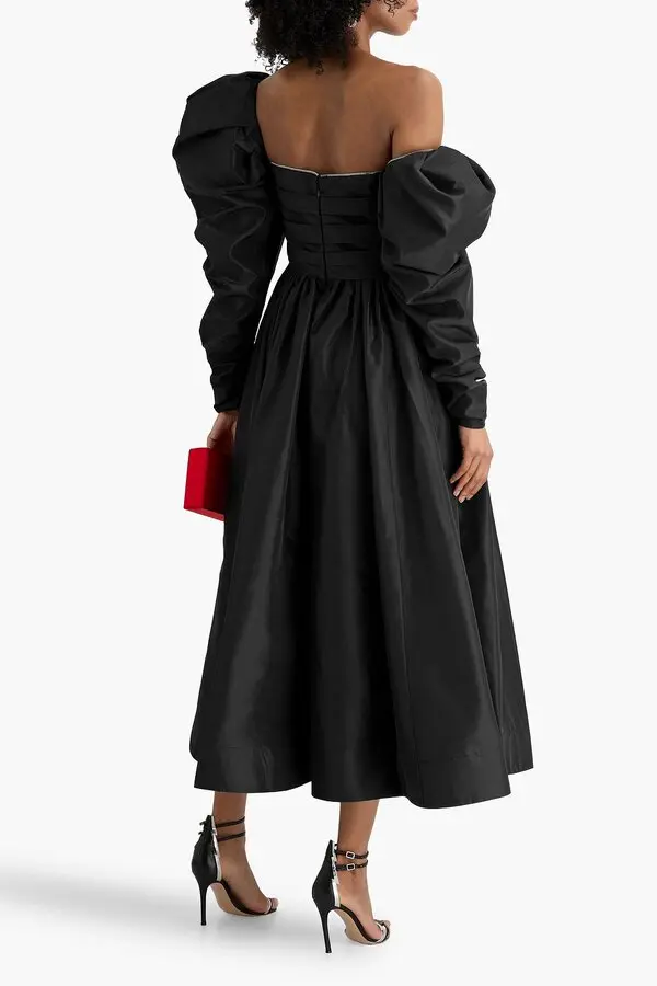 LEO LIN Madison One-shoulder Taffeta Midi Dress