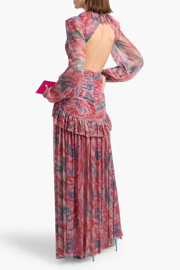 PatBO Twist Cutout Printed Maxi Dress