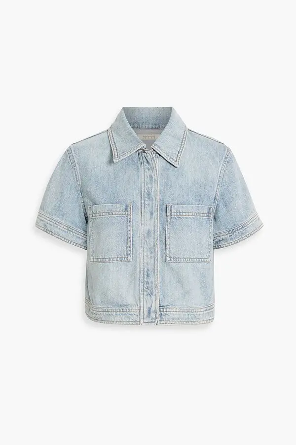 Alice + Olivia Tesha Cropped Denim Shirt - Light Denim