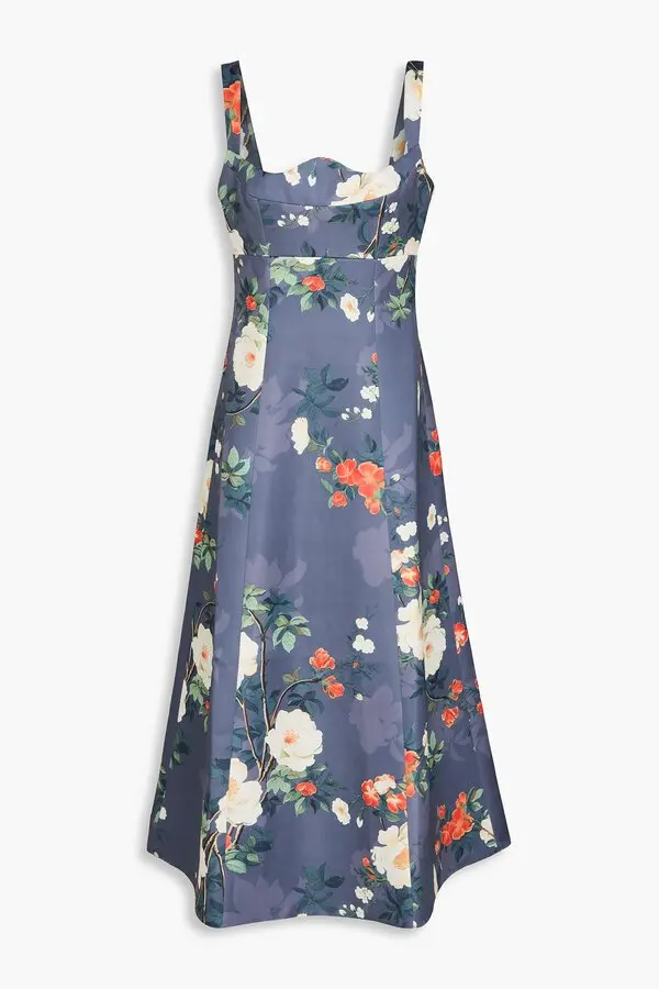 LEO LIN Odette Floral-print Midi Dress - Slate Blue