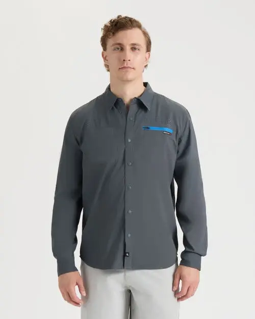 SALT LIFE Jigging Slx Performance Long Sleeve Shirt - Charcoal