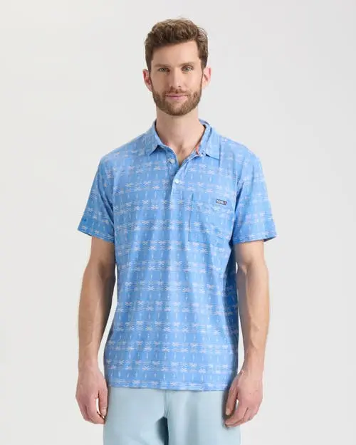 SALT LIFE Mirrored Grove Slx Performance Polo - Chambray