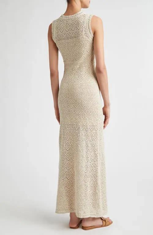 Eleventy Metallic Linen Diamond-pointelle Knit Maxi Dress