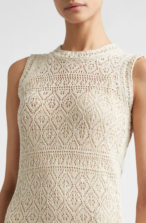 Eleventy Metallic Linen Diamond-pointelle Knit Maxi Dress