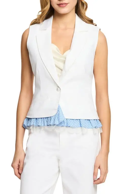 Cinq À Sept Jessie Ruffle Hem Vest - White/multi